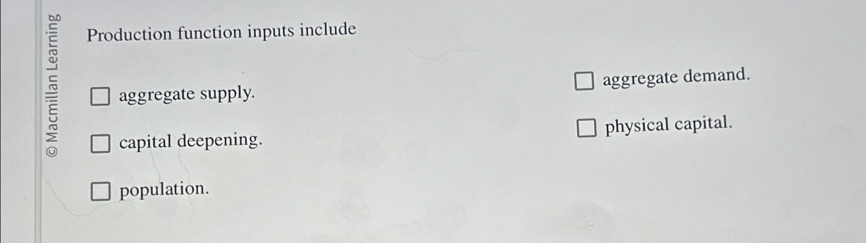 Solved ?bar (E)∞ ﻿Production function inputs | Chegg.com