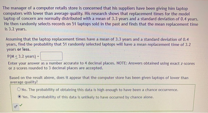 Solved The manager of a computer retails store is concerned | Chegg.com