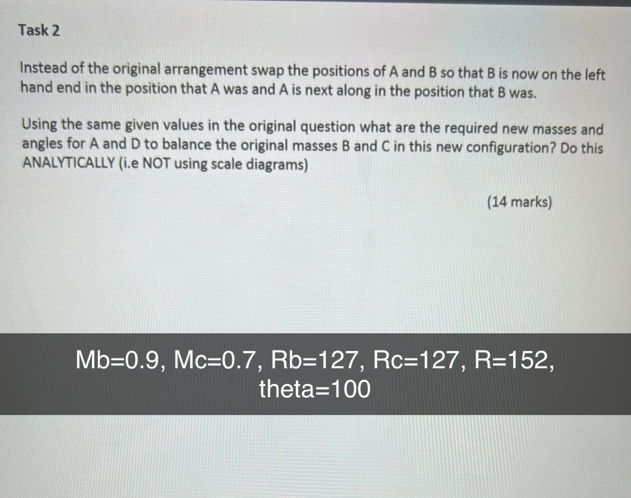 Solved Task 1a) ﻿Determine the mass and angle of two | Chegg.com
