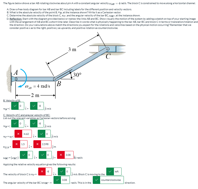 Solved The figure below shows a bar AB rotating clockwise | Chegg.com