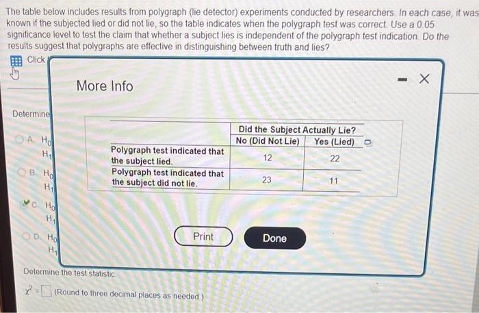 Solved The table below includes results from polygraph (lie | Chegg.com