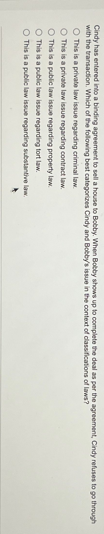 Solved Cindy has entered into a binding agreement to sell a | Chegg.com