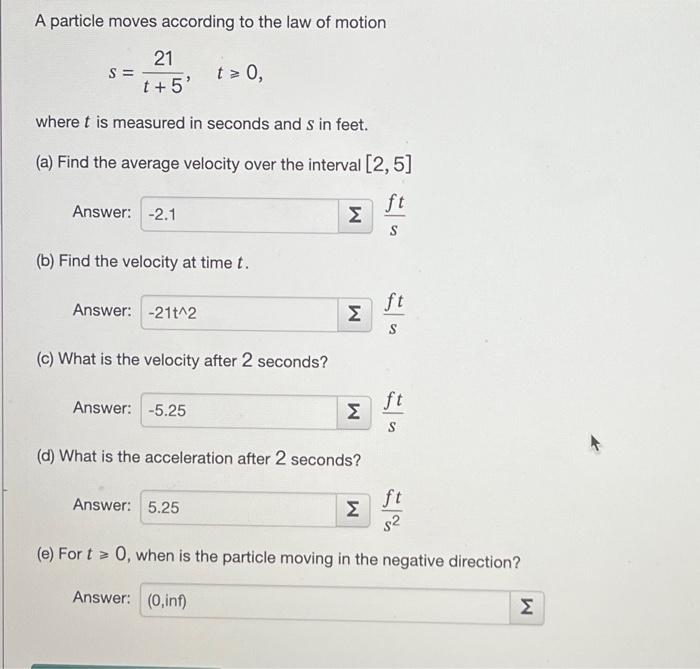 Solved A particle moves according to the law of motion | Chegg.com
