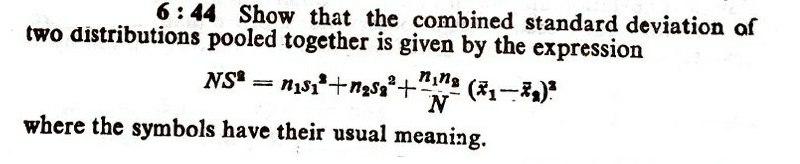 Solved 6:44 Show that the combined standard deviation af two | Chegg.com