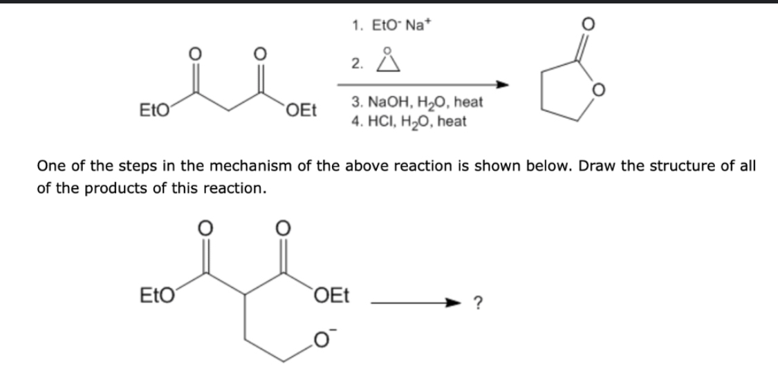 EtO-Na+????NaOH,H2O, ﻿heatHCl,H2O, ﻿heatOne of the | Chegg.com