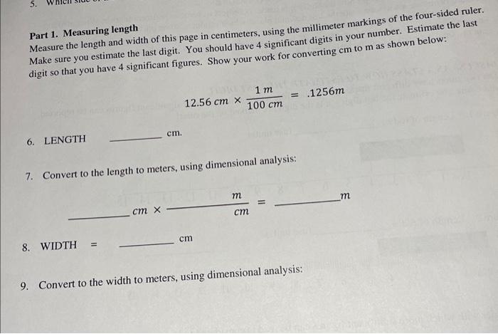 Part 1. Measuring length Measure the length and width | Chegg.com