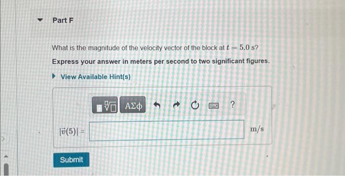 Solved Part F What is the magnitude of the velocity vector | Chegg.com
