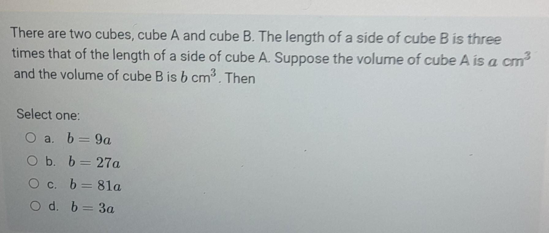 Solved There are two cubes, cube \\( A \\) and cube \\( B | Chegg.com