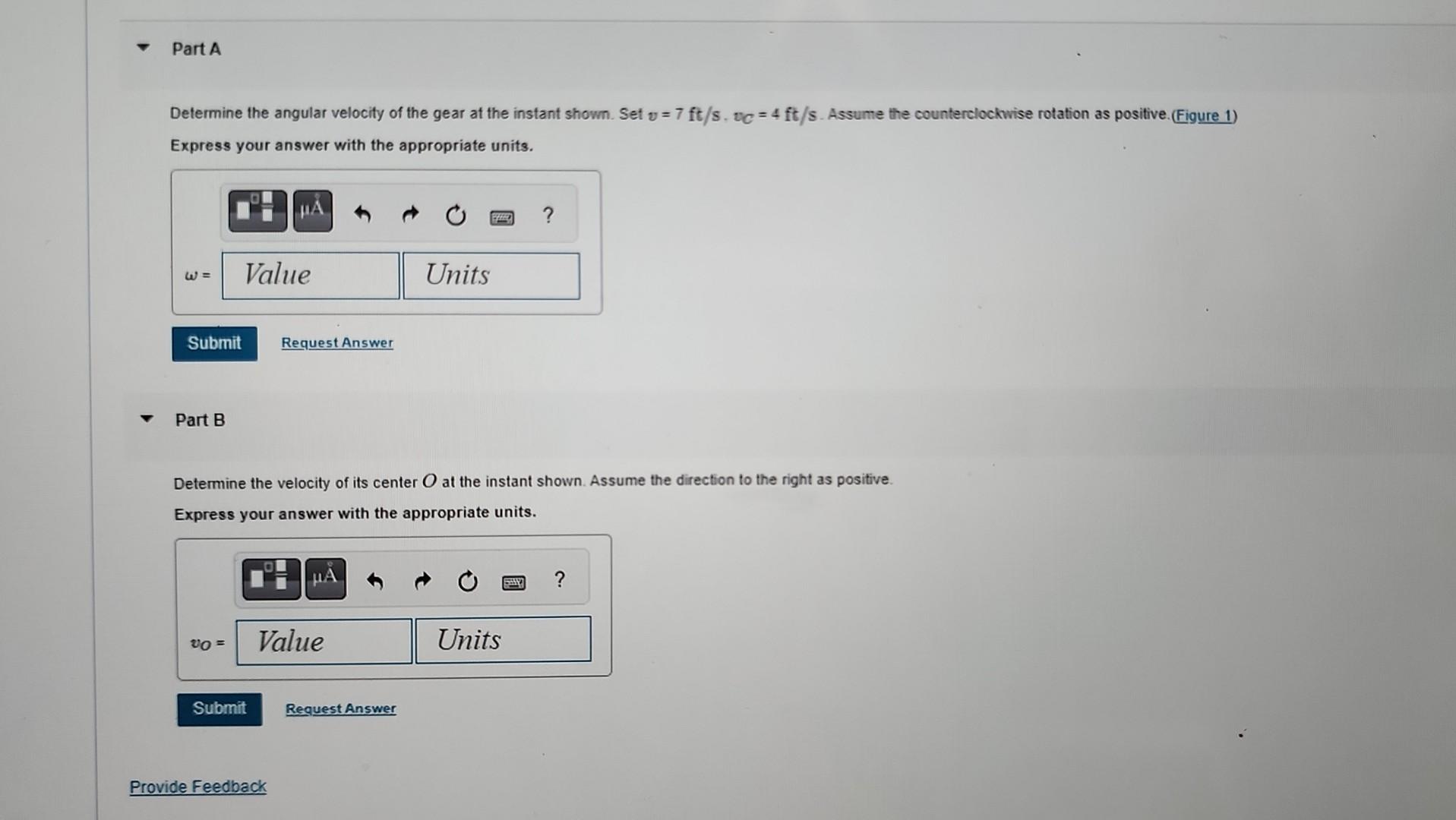 Solved Determine The Angular Velocity Of The Gear At The