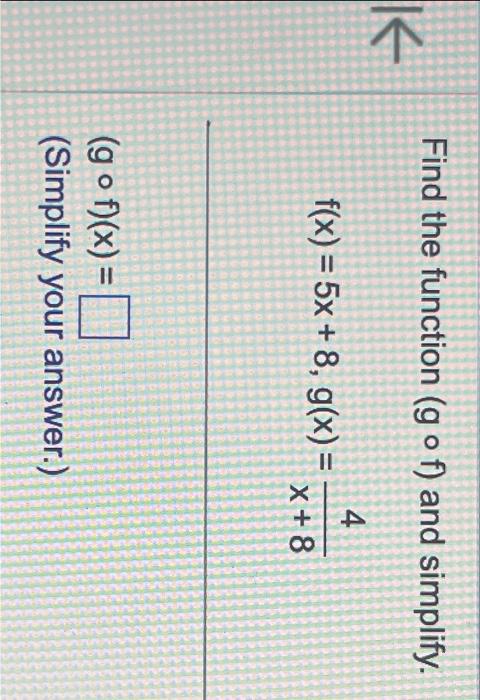 Solved K Find the function (gof) and simplify. f(x) = 5x+8, | Chegg.com