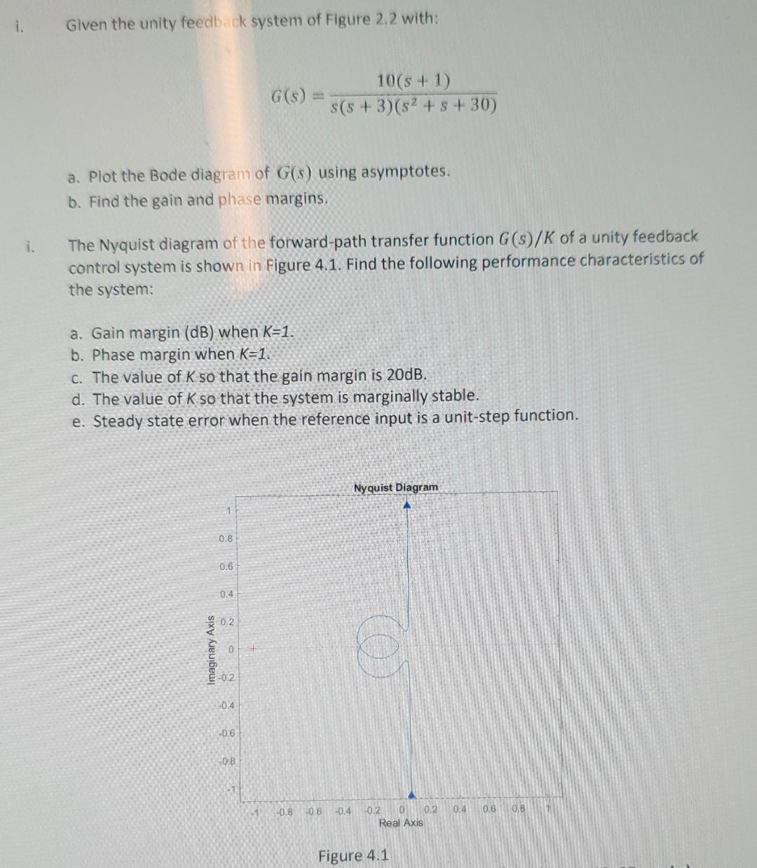 Solved Given the unity feedback system of Figure 2.2 with: | Chegg.com