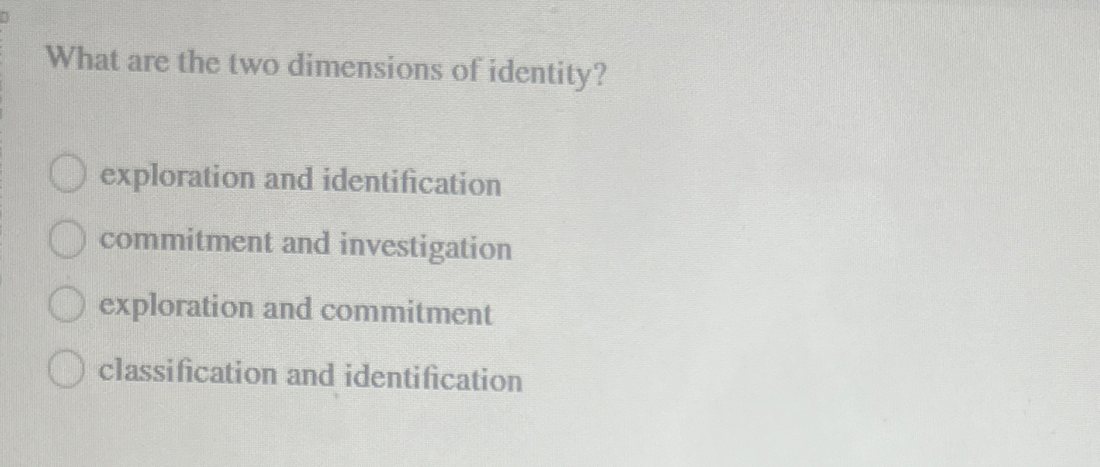 Solved What are the two dimensions of identity?exploration | Chegg.com
