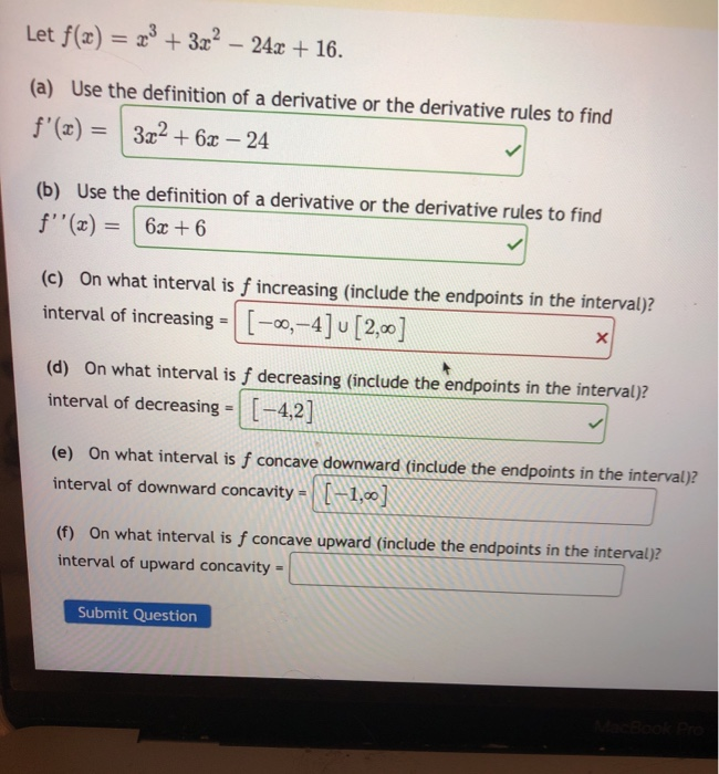 Solved Let f(x) = x + 3x² – 24x + 16. (a) Use the definition | Chegg.com