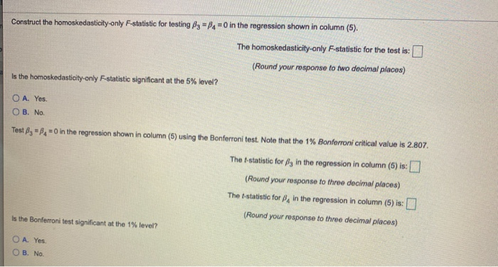 Solved Regressor (1) (2) (3) (4) (5) Student-teacher ratio | Chegg.com