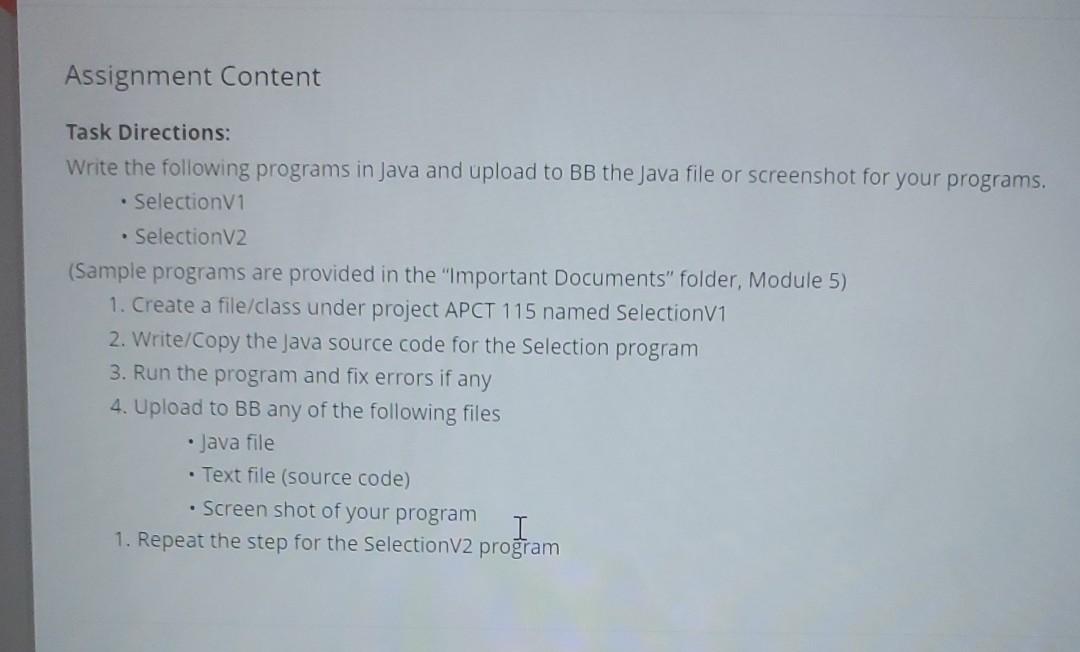 Assignment Content Task Directions: Write the | Chegg.com