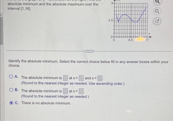 Solved absolute minimum and the absolute maximum over the | Chegg.com