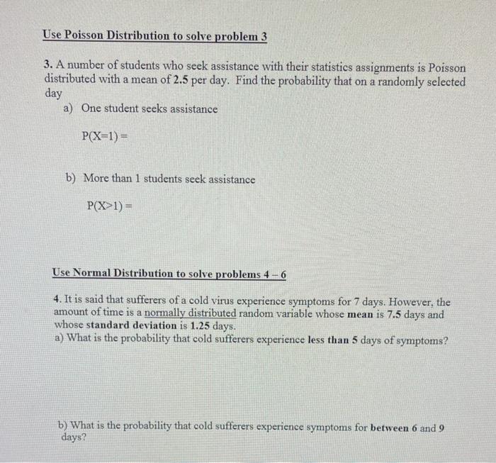 Solved Use Poisson Distribution to solve problem 3 3. A | Chegg.com