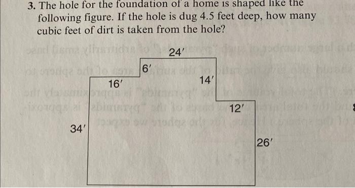 Solved 3. The hole for the foundation of a home is shaped | Chegg.com