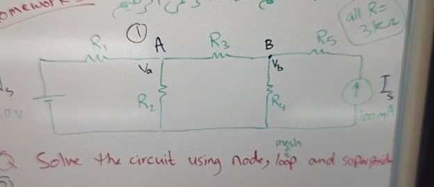 Solve the circuit using node, loop and suporpaith | Chegg.com
