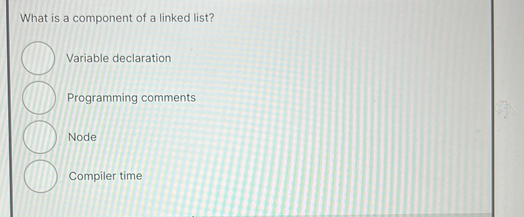 Solved What is a component of a linked list? ﻿Variable | Chegg.com