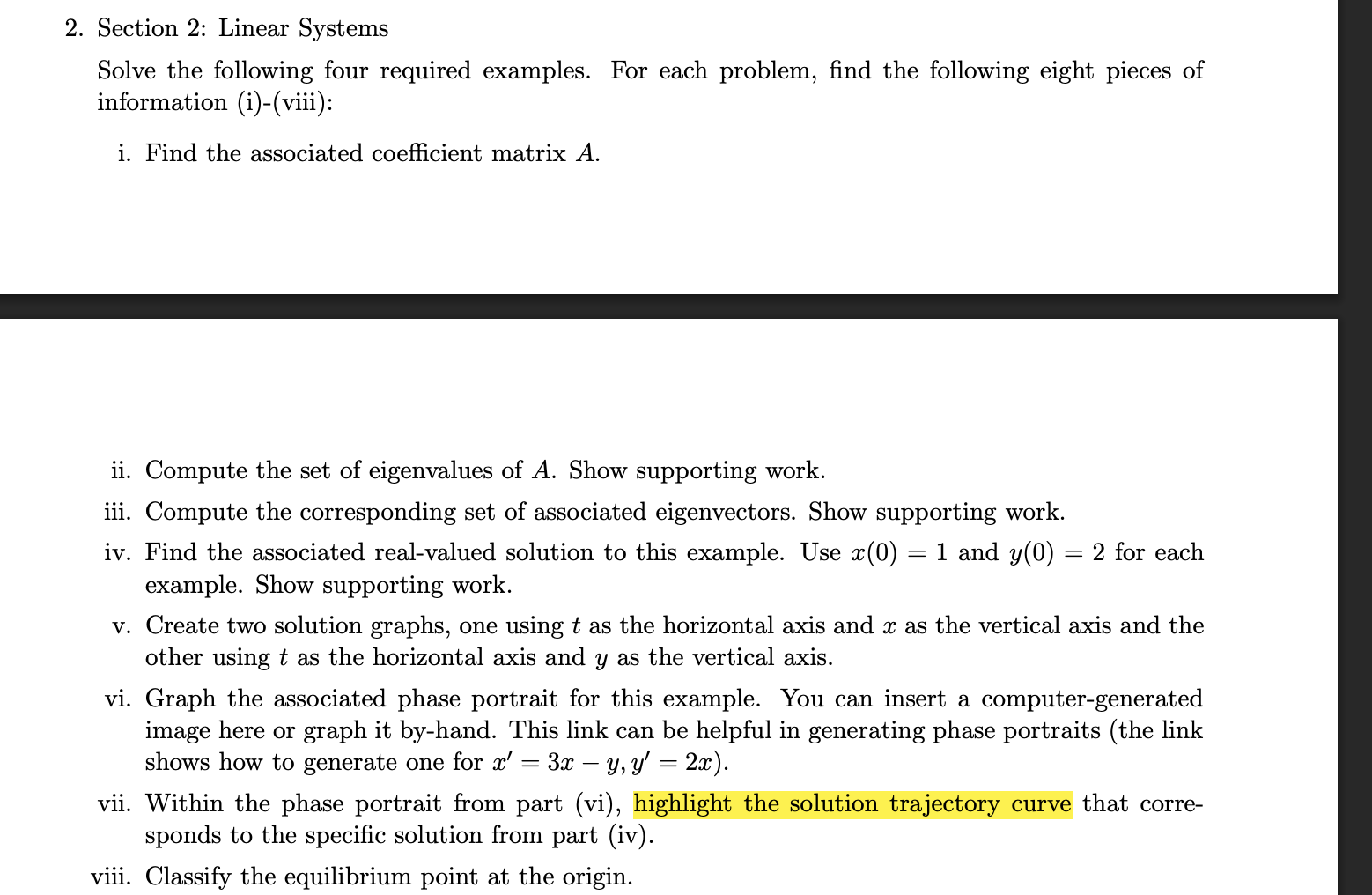 2. ﻿Section 2: Linear Systems Solve the following | Chegg.com
