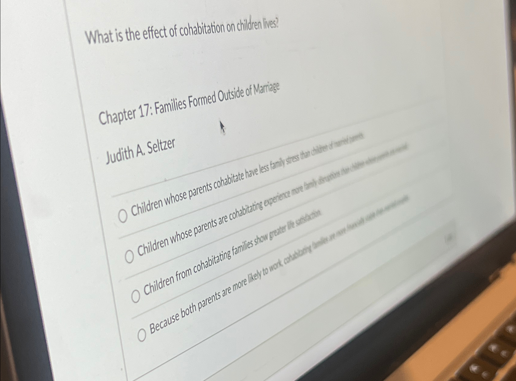 Solved What is the effect of cohabitation on children | Chegg.com