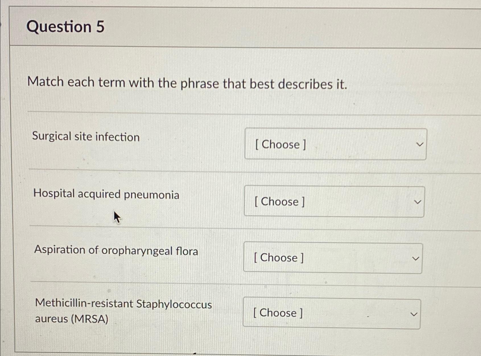 Solved Question 5Match each term with the phrase that best | Chegg.com