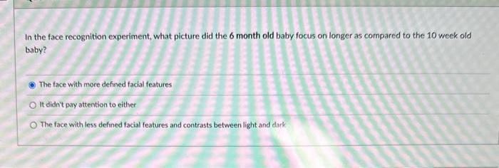 Solved The visual cliff experiment: Displayed crawling | Chegg.com