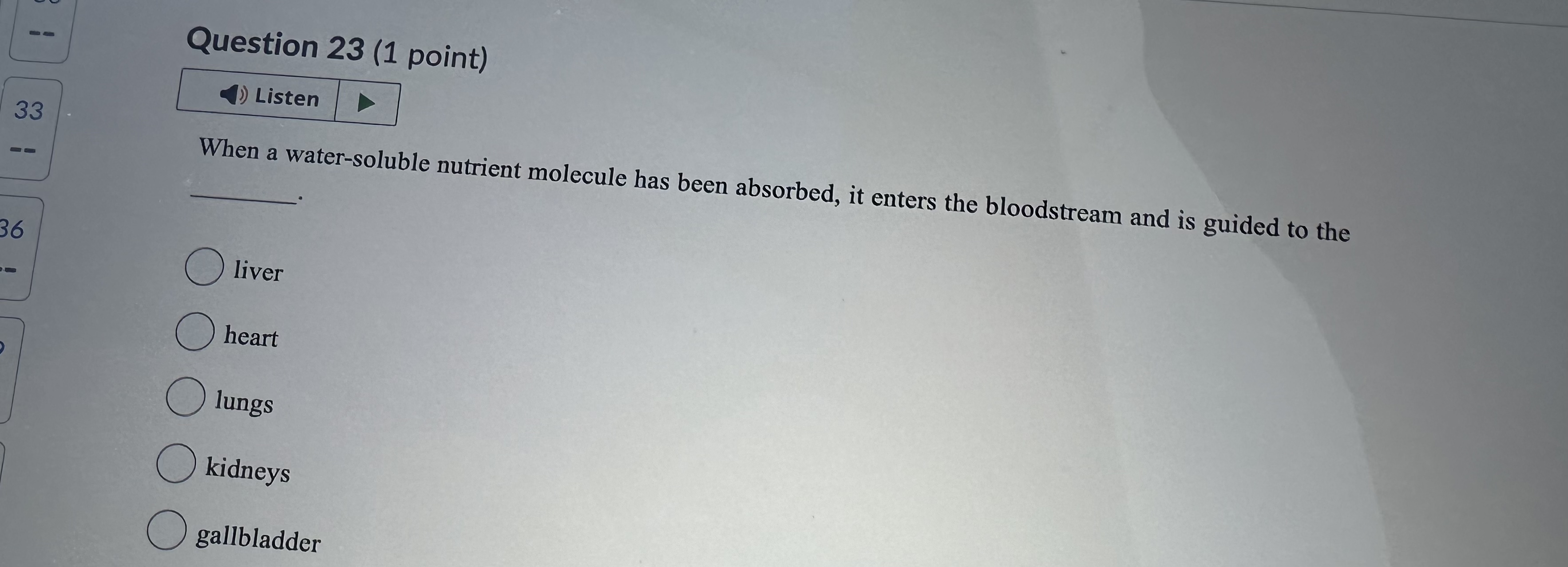 Solved Question 23 (1 ﻿point)33ListenWhen a water-soluble | Chegg.com