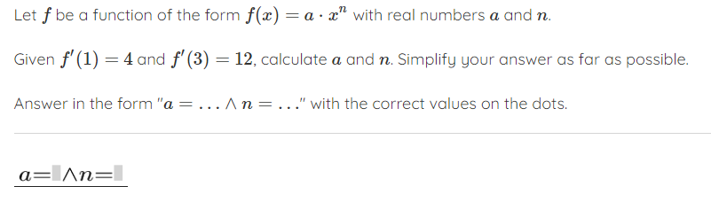 Solved Let f ﻿be a function of the form f(x)=a*xn ﻿with real | Chegg.com