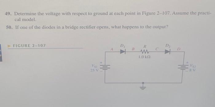 Solved 49. Determine the voltage with respect to ground at | Chegg.com