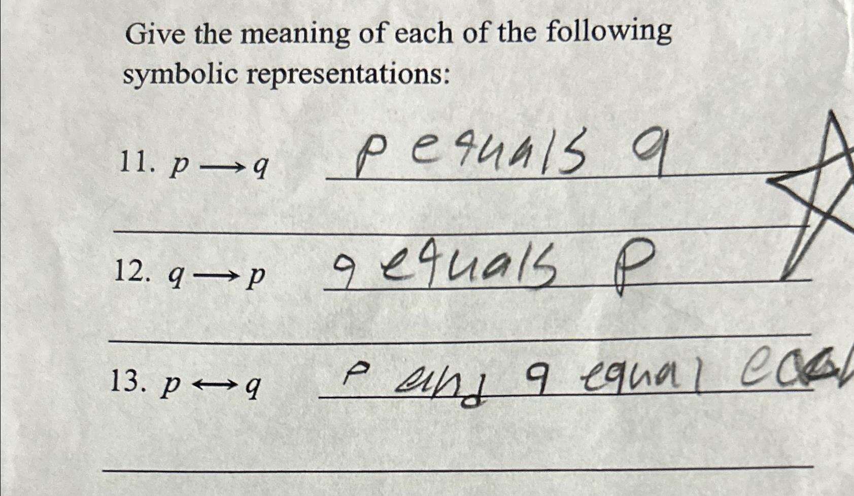 Solved Give the meaning of each of the following symbolic | Chegg.com