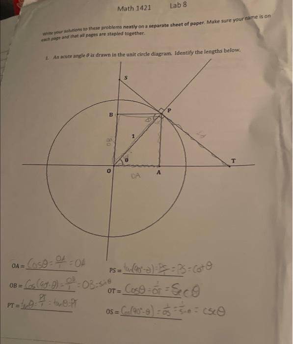 Solved OA= Write your solutions to these problems neatly on | Chegg.com