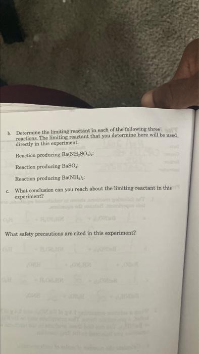 Solved b. Determine the limiting reactant in each of the | Chegg.com