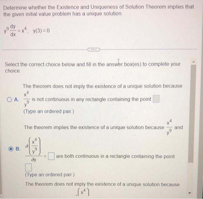 Solved Determine whether the Existence and Uniqueness of | Chegg.com