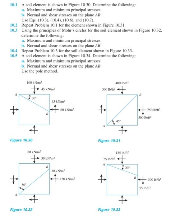 Solved 10.1 A soil element is shown in Figure 10.30. | Chegg.com