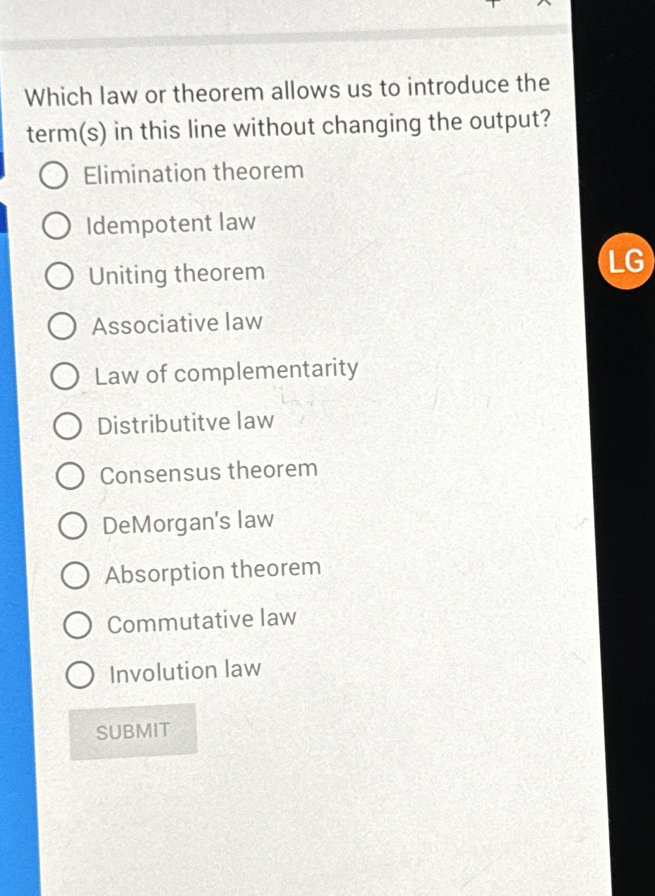 Solved Which law or theorem allows us to introduce | Chegg.com