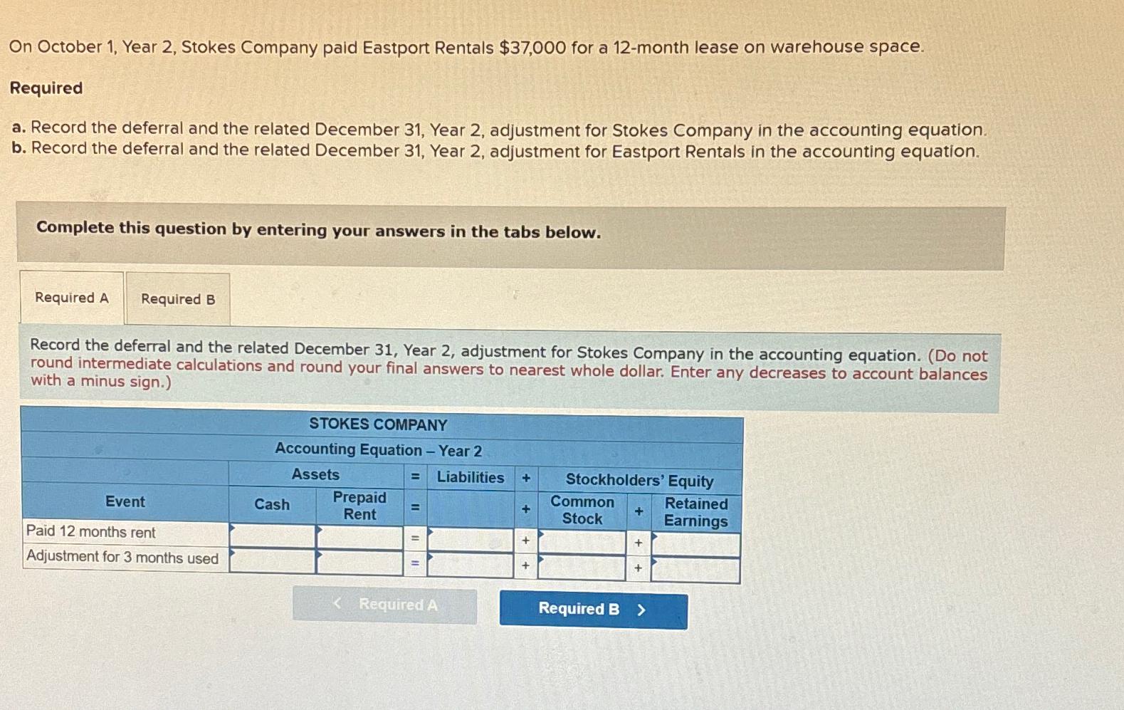 Solved On October 1, ﻿Year 2, ﻿Stokes Company paid Eastport | Chegg.com