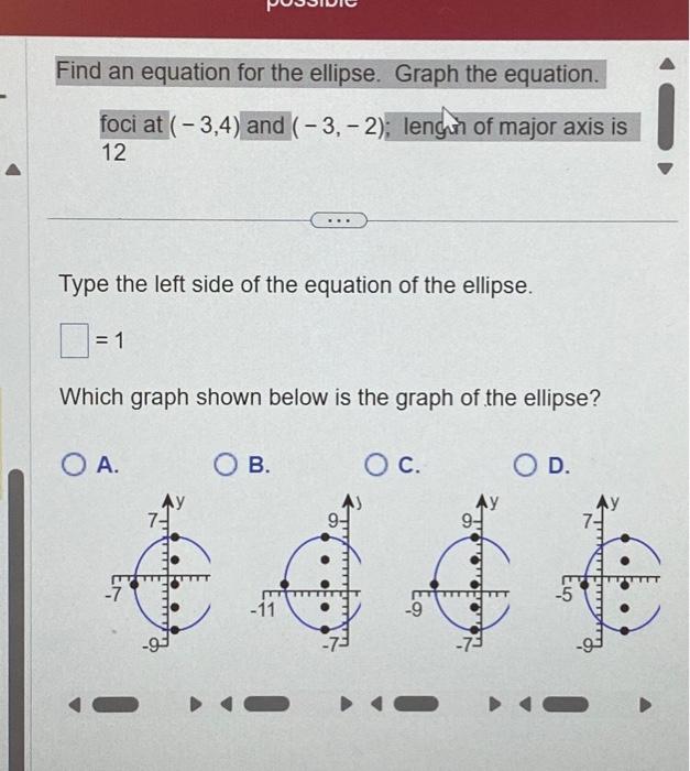 Solved K Find an equation for the ellipse. Graph the | Chegg.com