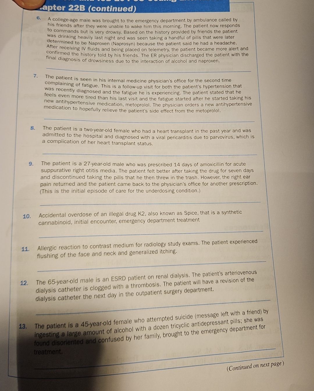 Solved 10.1112,78.6apter 22B (continued)A college-age male | Chegg.com