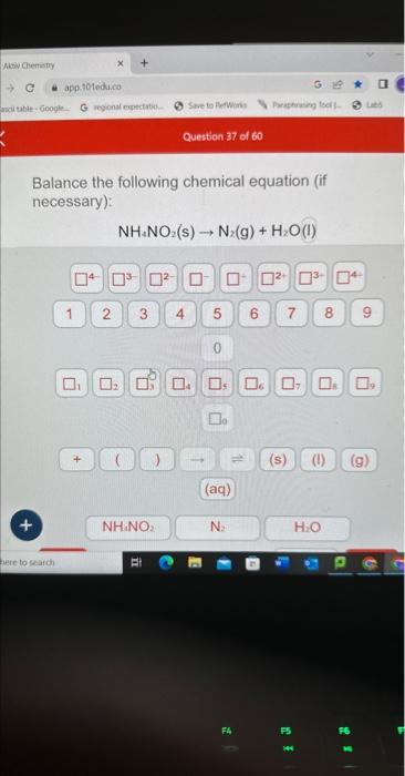 Solved Complete the balanced molecular chemical equation for | Chegg.com