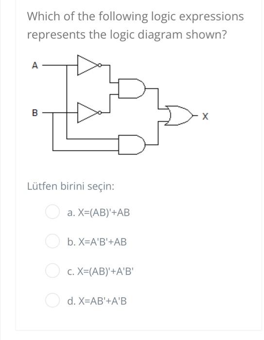 Solved Which Of The Following Logic Expressions Represents 