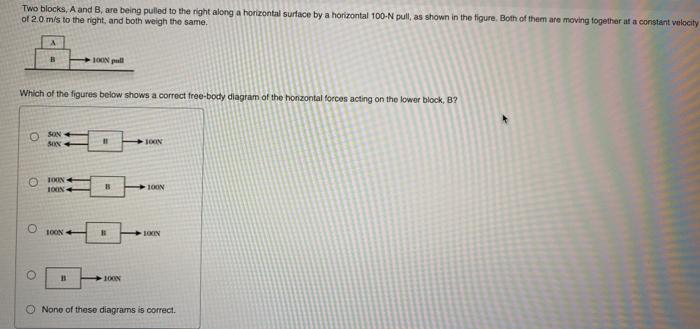 Solved Two blocks, A and B are being pulled to the right | Chegg.com