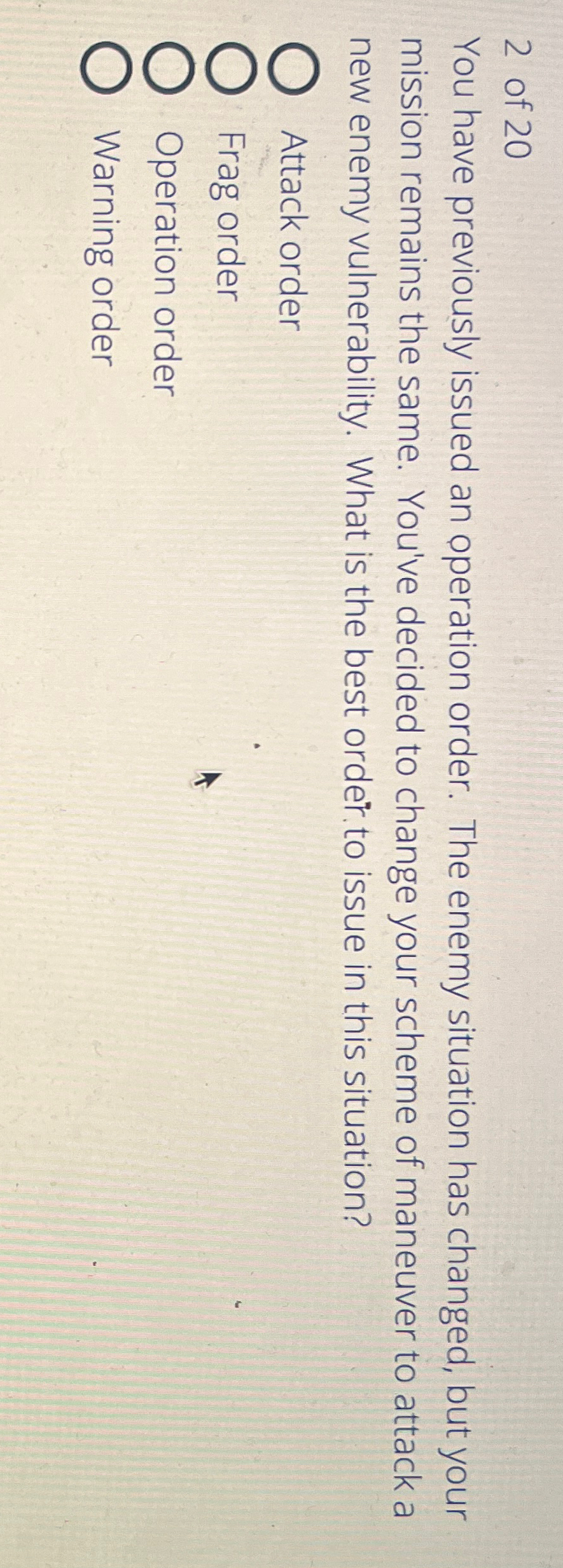 Solved 2 ﻿of 20You have previously issued an operation | Chegg.com