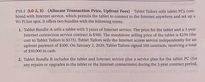 Solved P18.1 (LO 2, 3) (Allocate Transaction Price, Upfront | Chegg.com