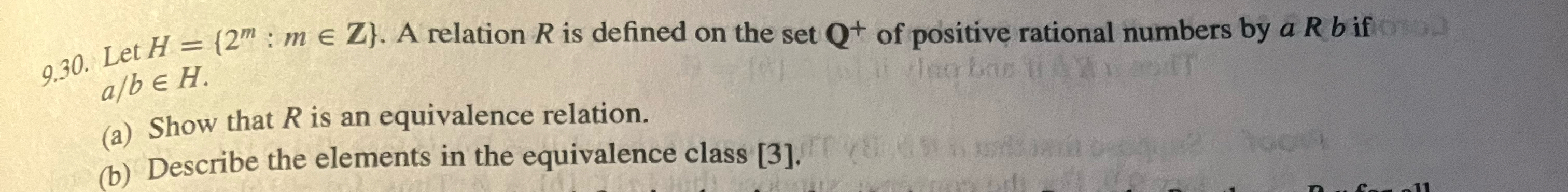 Solved 9.30. ﻿Let H={2m:m in Z}. ﻿A relation R ﻿is defined | Chegg.com