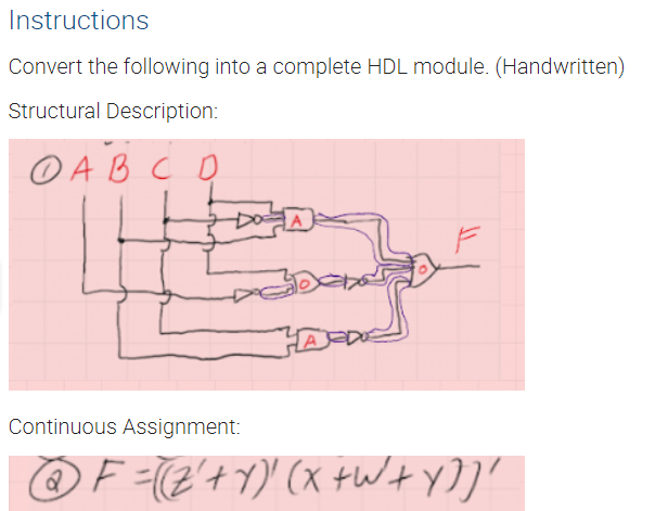 Solved Instructionsconvert The Following Into A Complete Hdl