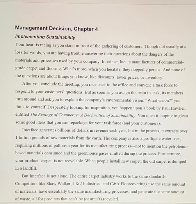 Solved Management Decision, Chapter 4 Implementing | Chegg.com