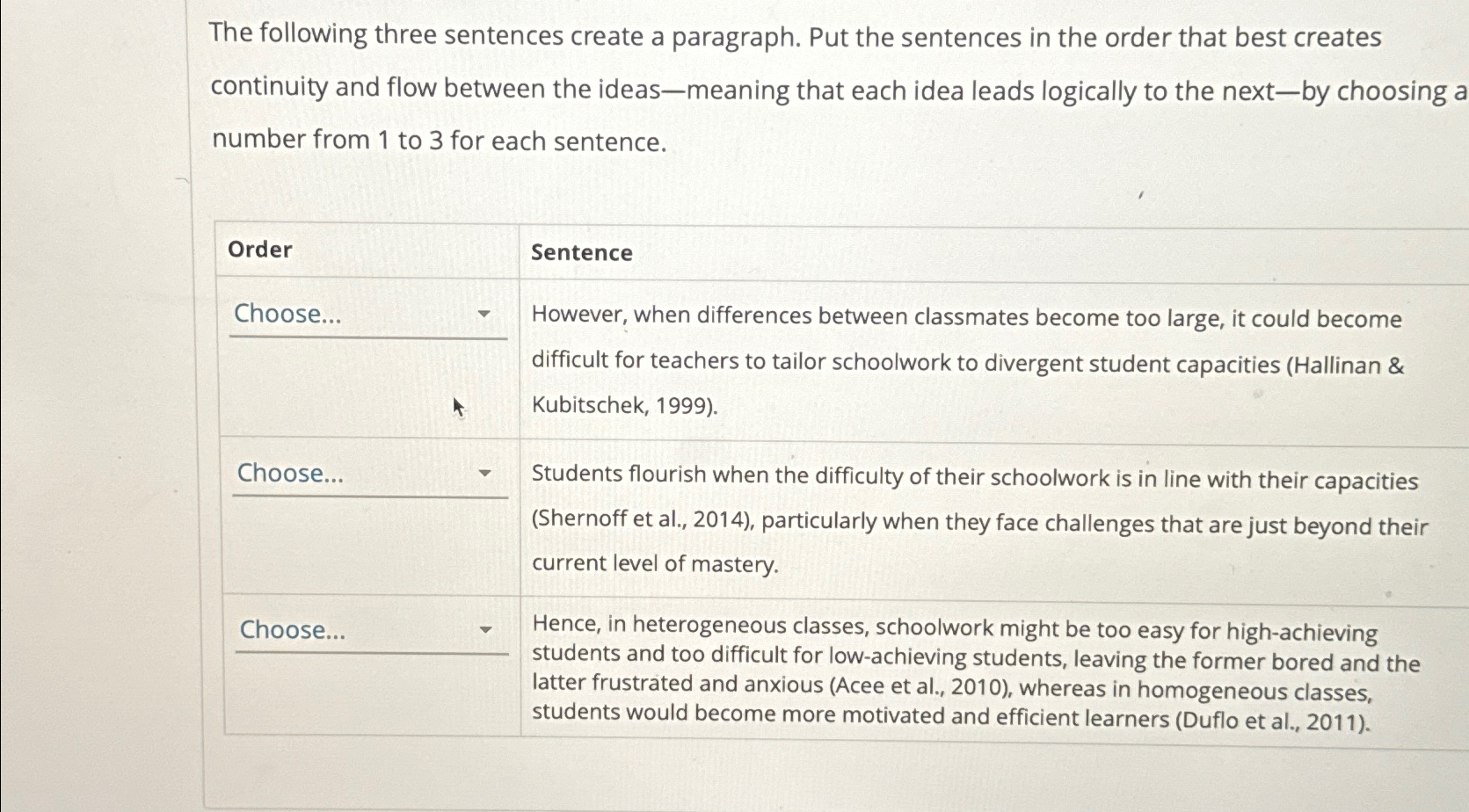 Solved The following three sentences create a paragraph. Put | Chegg.com