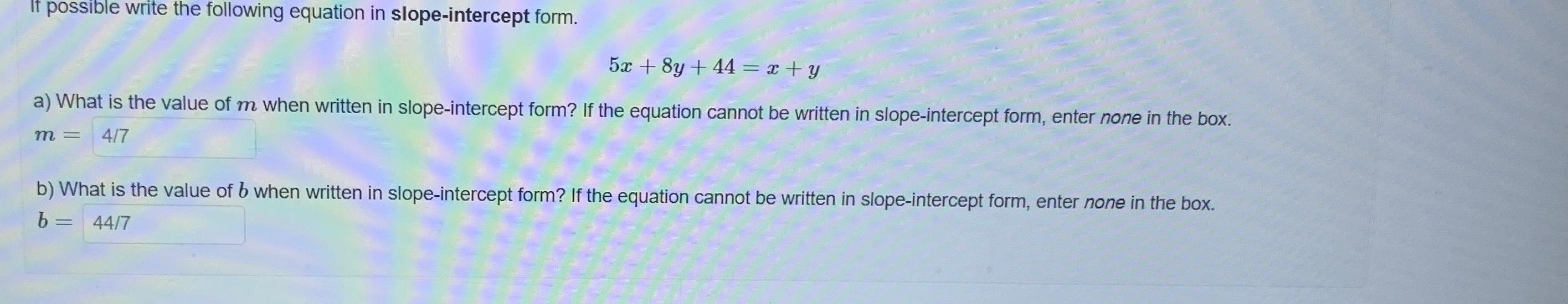 Solved If possible write the following equation in | Chegg.com
